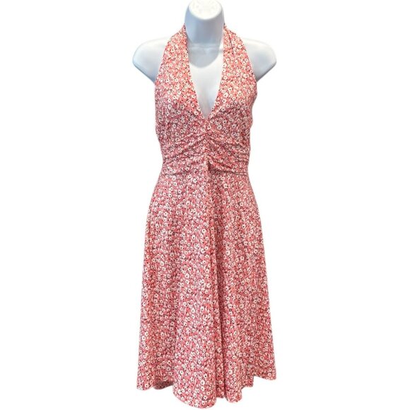 Huhot | Dresses | Huhot Red Floral Halter Sundress Small Vintage Fit ...
